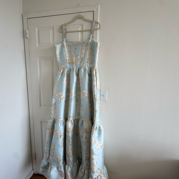 V. Chapman | Dresses | V Chapman Blue And Cream Floral Maxi Dress ...